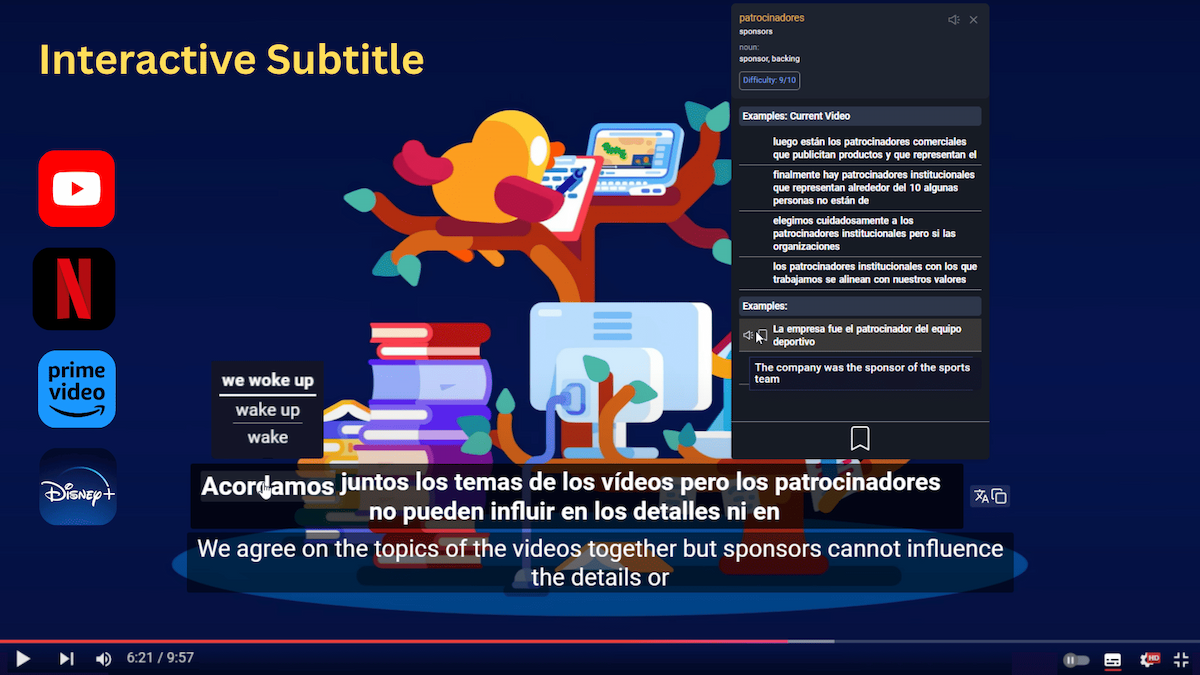 Language Lab: AI Subtitle YouTube, Netflix, PrimeVideo, Disney